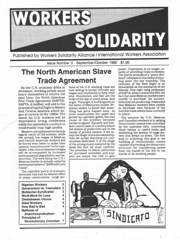 "Workers Solidarity" (WSA-IWA) - # 3 - September / October 1992 | libcom.org